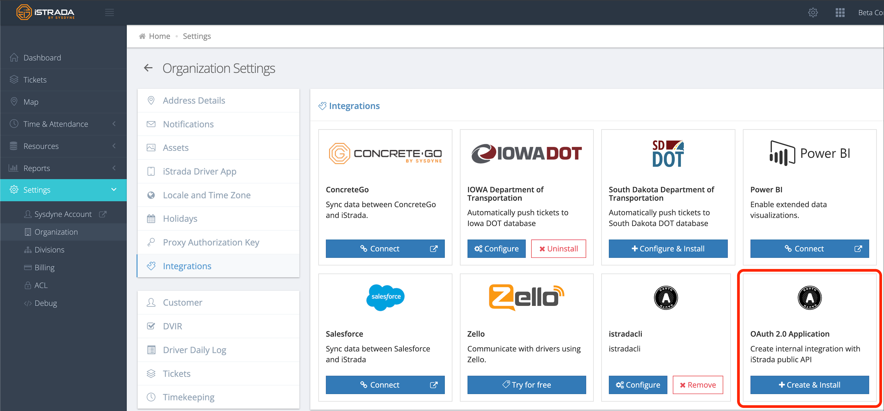 Creating iStrada OAuth App | Sysdyne Cloud API